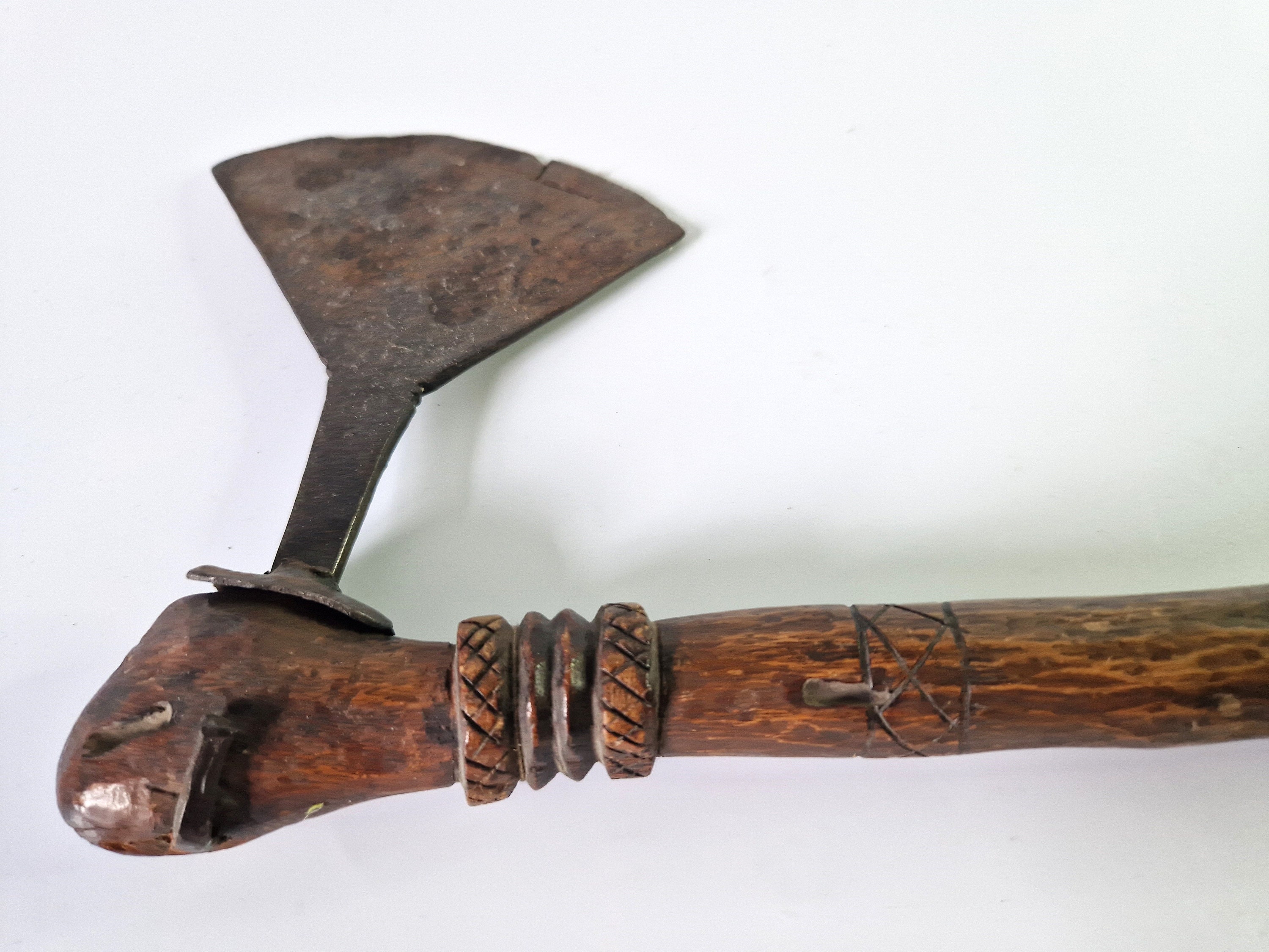 Vintage African Axe, Authentic Tribal Art, Handmade Ceremonial Wood Axe ...