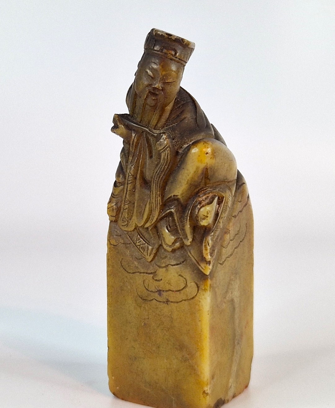 Antique Chinese Soapstone Seal: Lu Dongbing Figure, Qing/republic ...