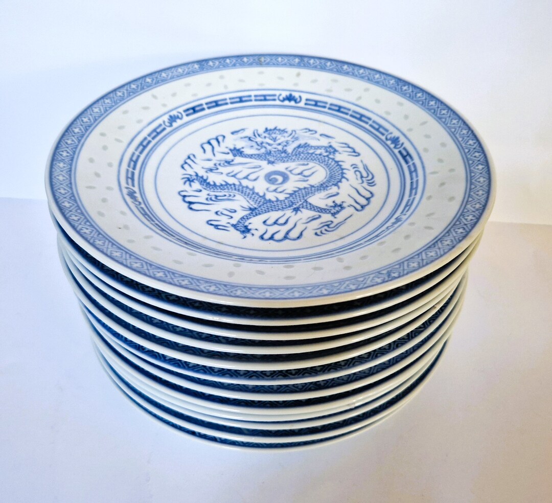 Vintage Chinese Rice Grain Eyes 9" Porcelain Dinner Plate 22,9 Cm ...