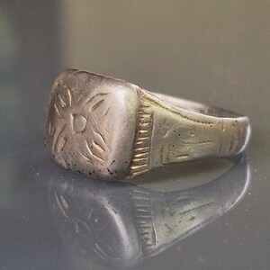 Ancient Medieval Silver Ring With Floral Ornament, Antique Large Ring ...