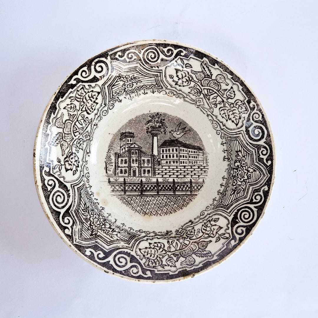Antyczny Polski Talerz Fajansowy, Unikalna Sztuka Ceramiczna ...