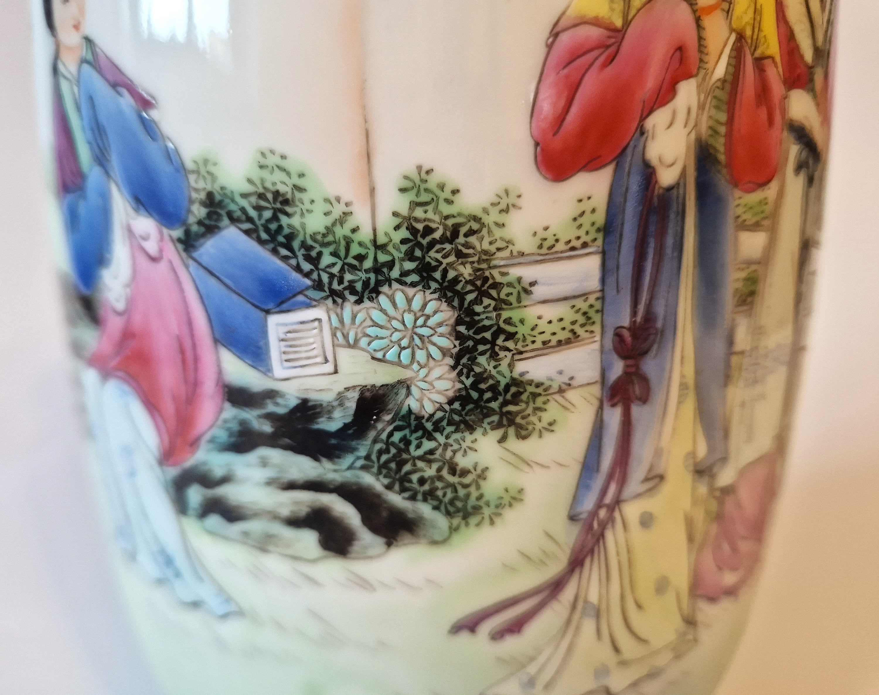 Chinese Porcelain Vase, Qianlong Mark Republic Period, Hand-painted ...