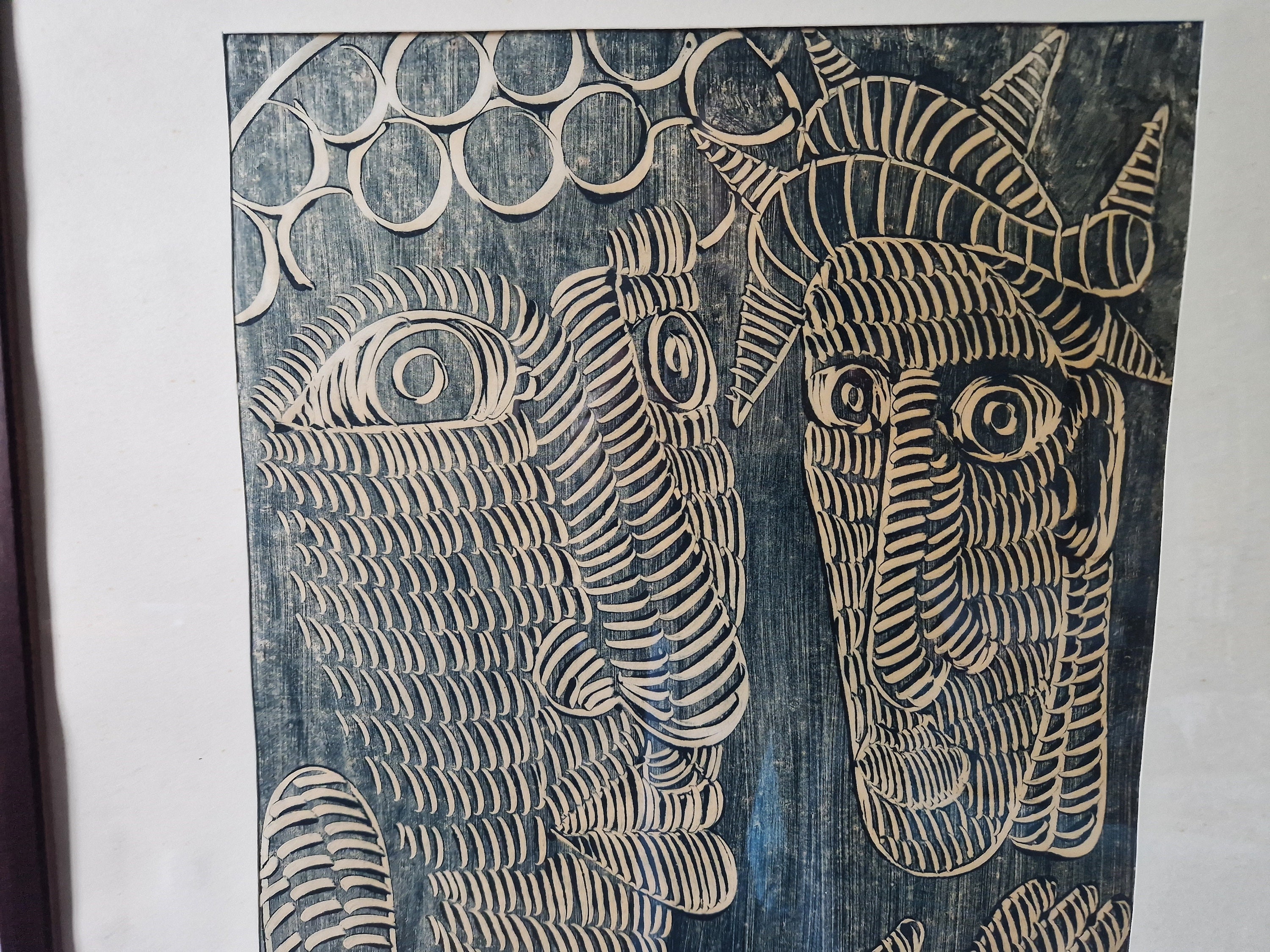 Leon Sliwinski, Unique Old Monotype vision of Martyrdom 1959, Pensil ...