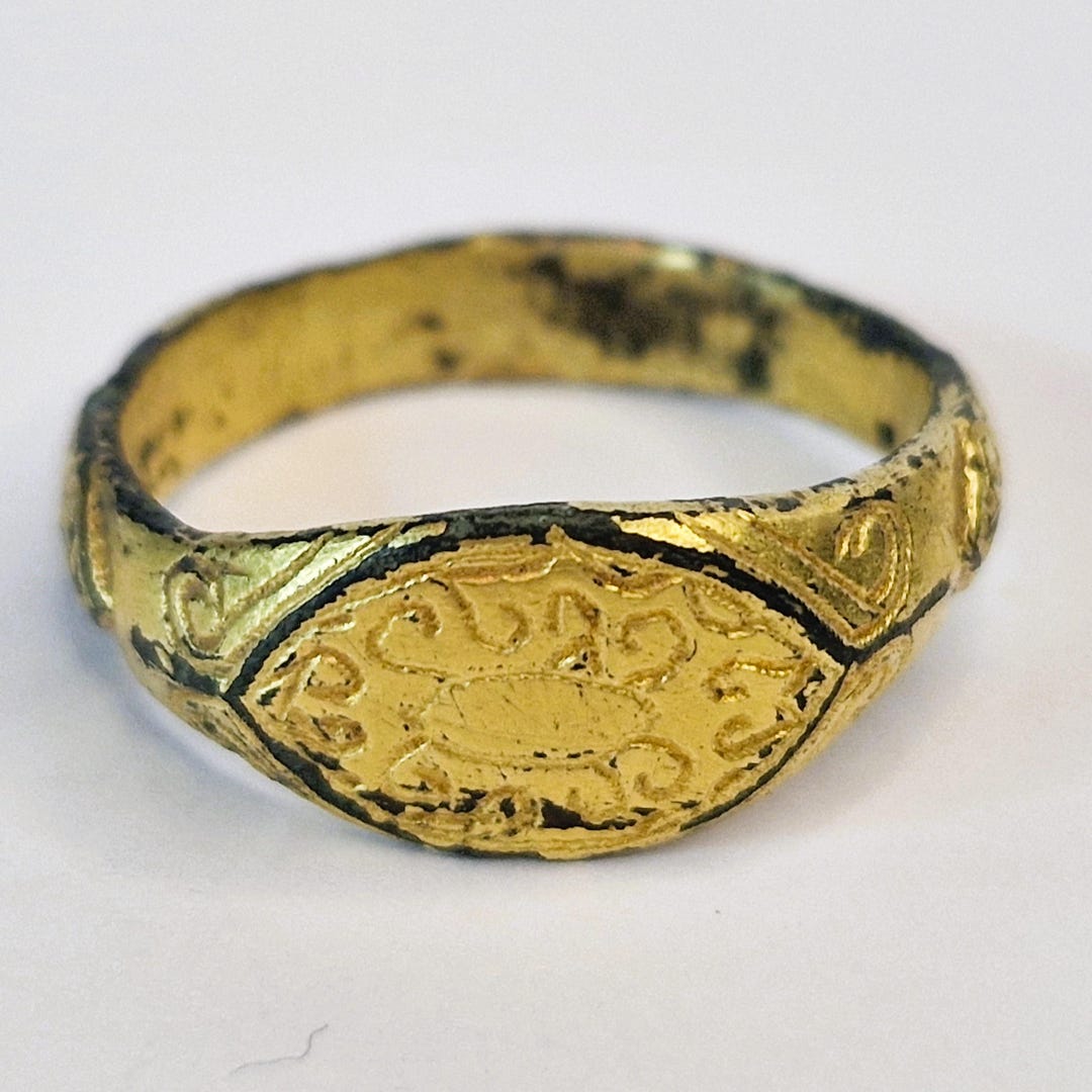 Antique Gilt Bronze Signet Ring: Ottoman Islamic Calligraphy Jewelry ...