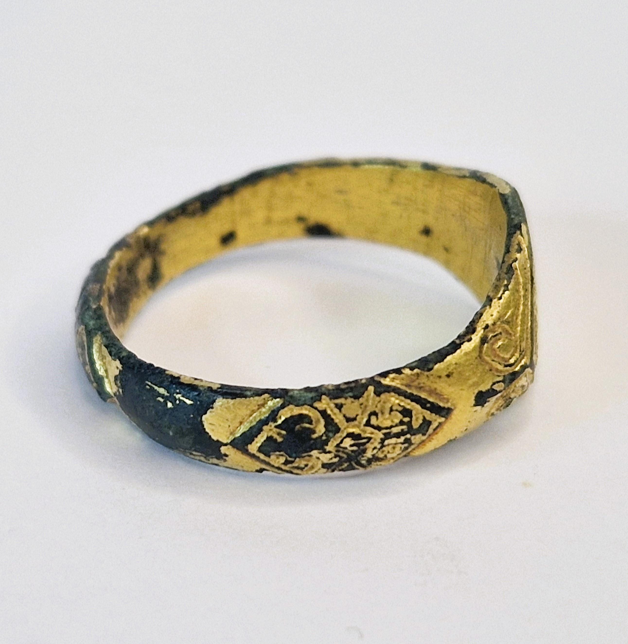 Antique Gilt Bronze Signet Ring: Ottoman Islamic Calligraphy Jewelry ...