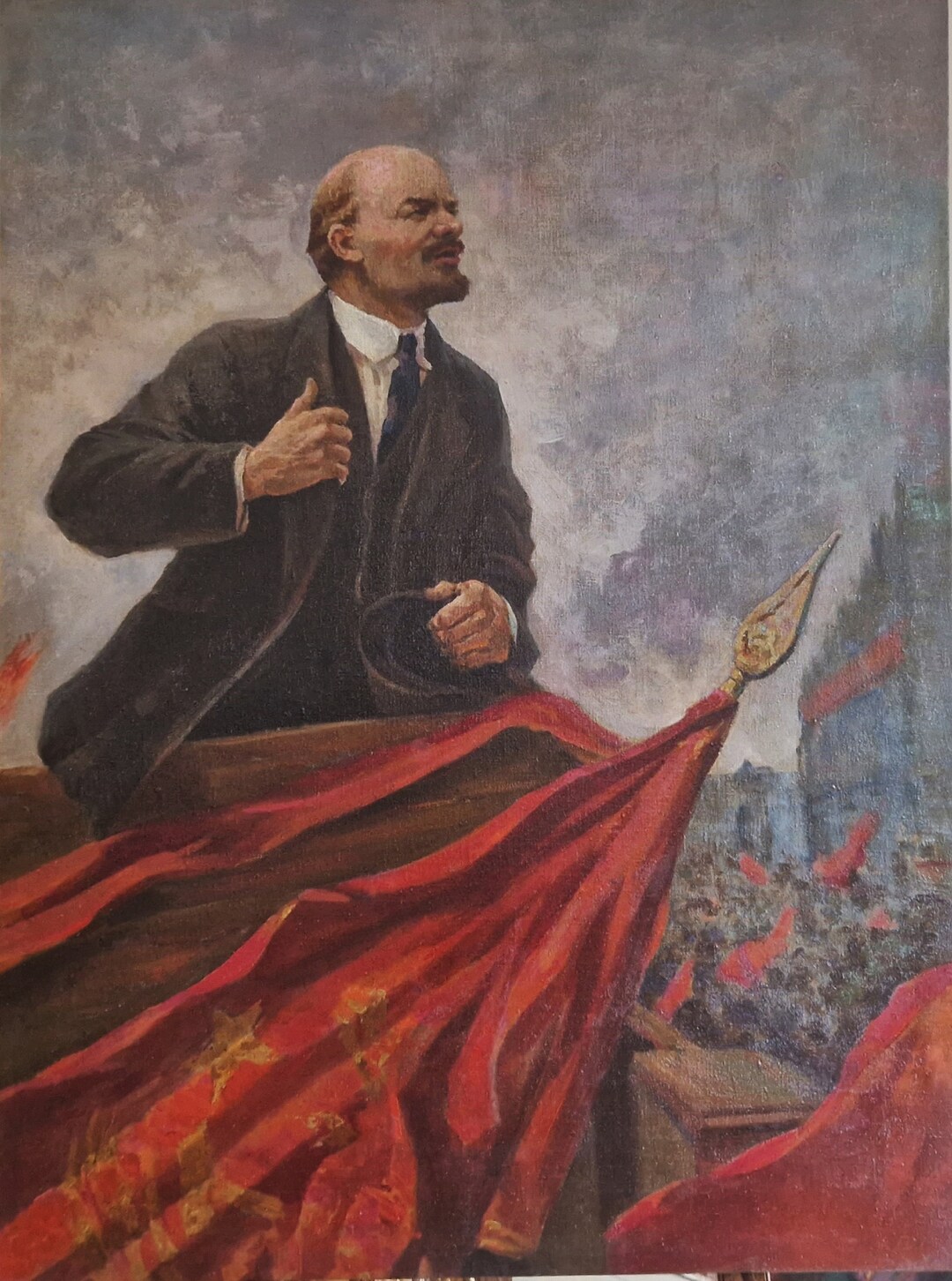 Vintage Propaganda USSR Soviet Oil Painting on Canvas Man - Etsy
