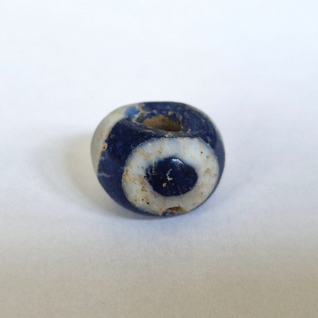 Stratified Eye Bead, Antique Glass Bead, Blue and White Ancient Bead - Etsy