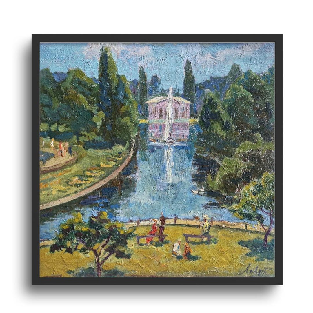 Vivid Impressionism Original Landscape Oil Painting "view of the Park ...