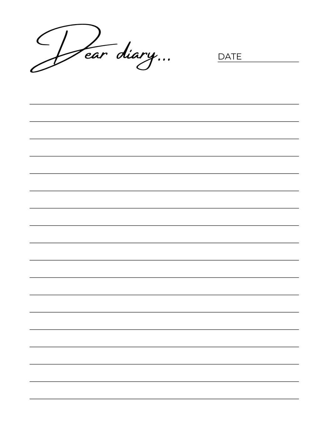 Black and White Digital Diary Page - Etsy