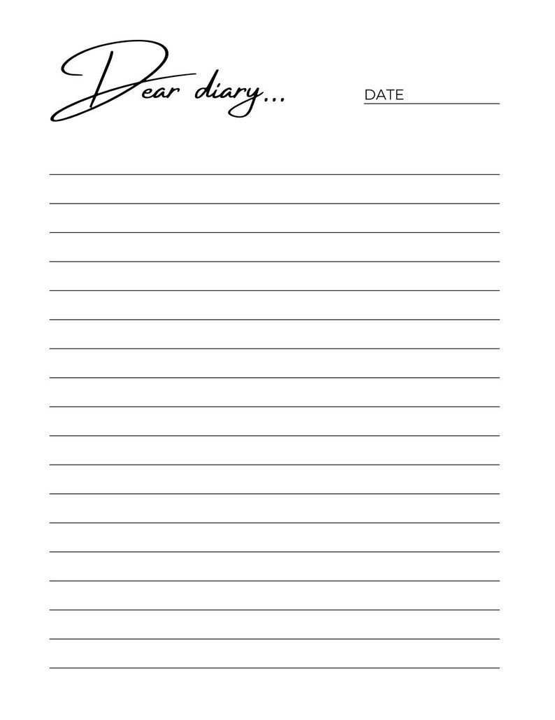 Black and White Digital Diary Page - Etsy