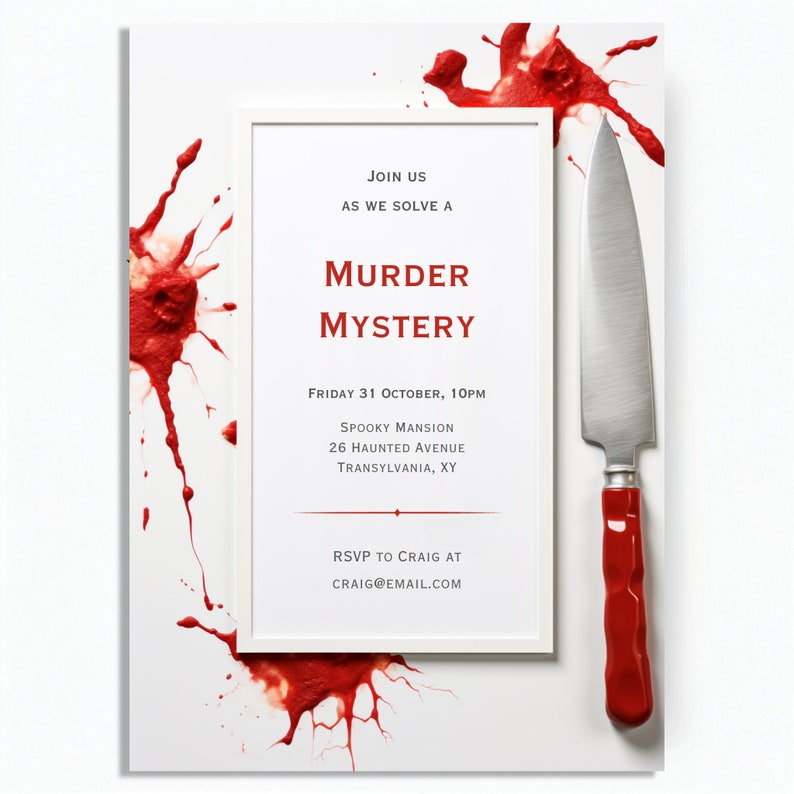 Editable Bloody Murder Invitation for Murder Mystery, Horror and ...