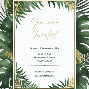 Editable Jungle Themed Invitation for Cocktail Parties, Birthdays ...