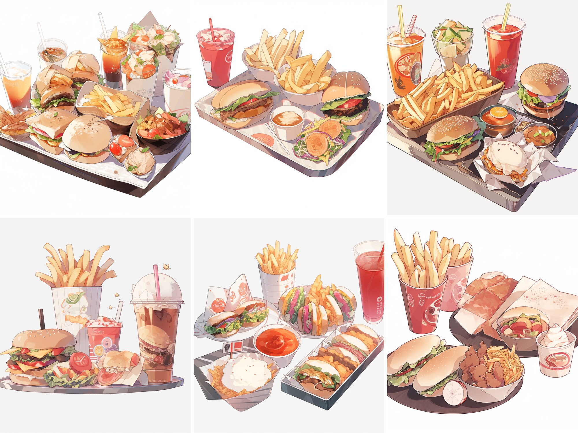 12 Anime Fast Food Clipart Images, Commercial Use PNG JPG 300DPI ...