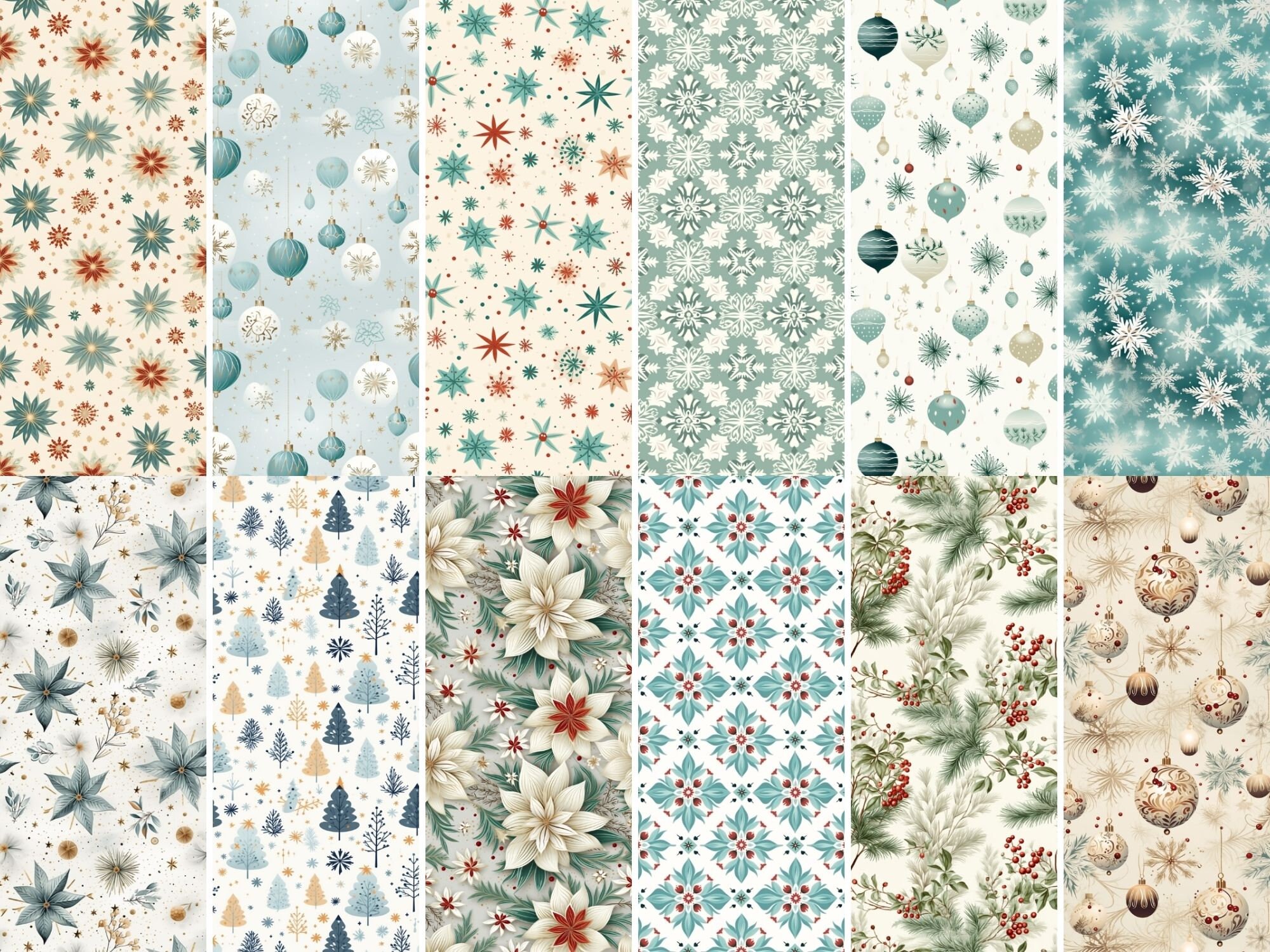 48 Christmas Digital Patterns PNG JPG Commercial Use - Etsy