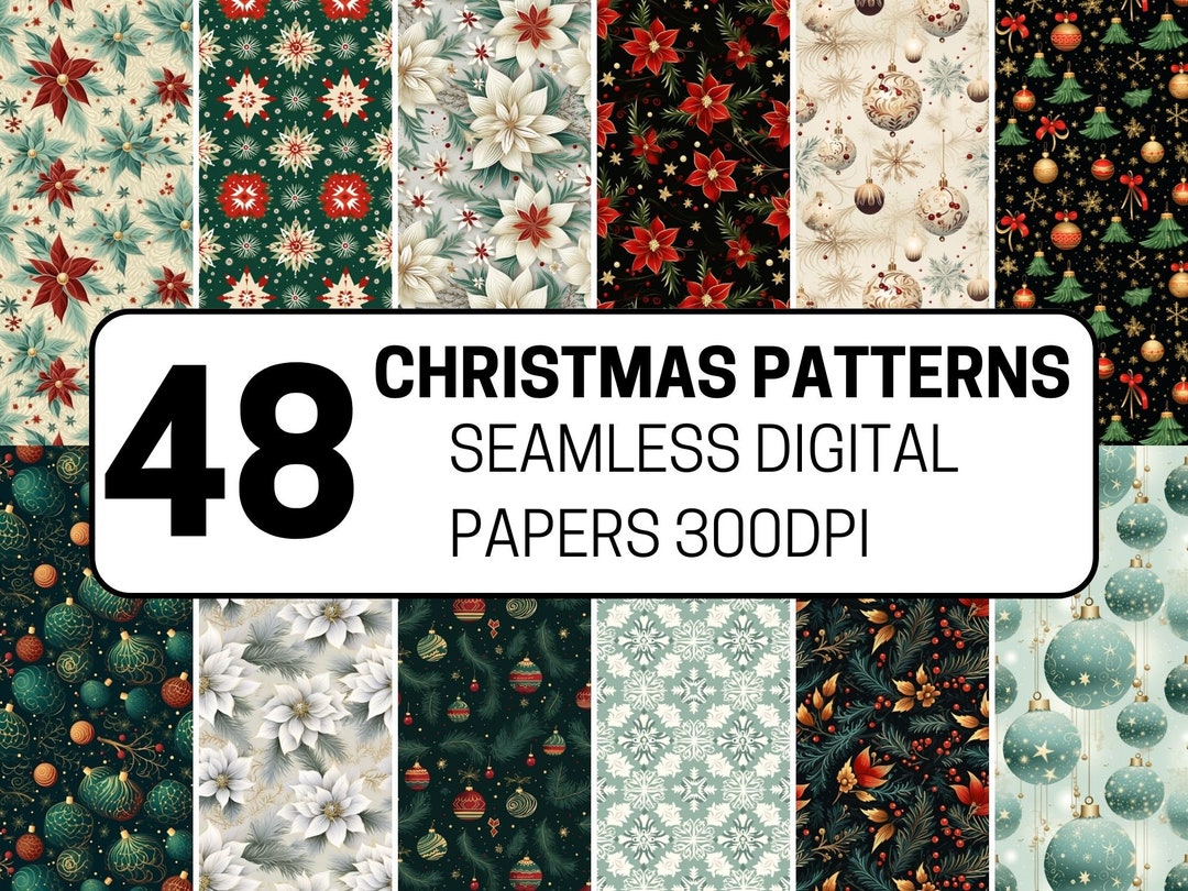 48 Christmas Digital Patterns PNG JPG Commercial Use - Etsy
