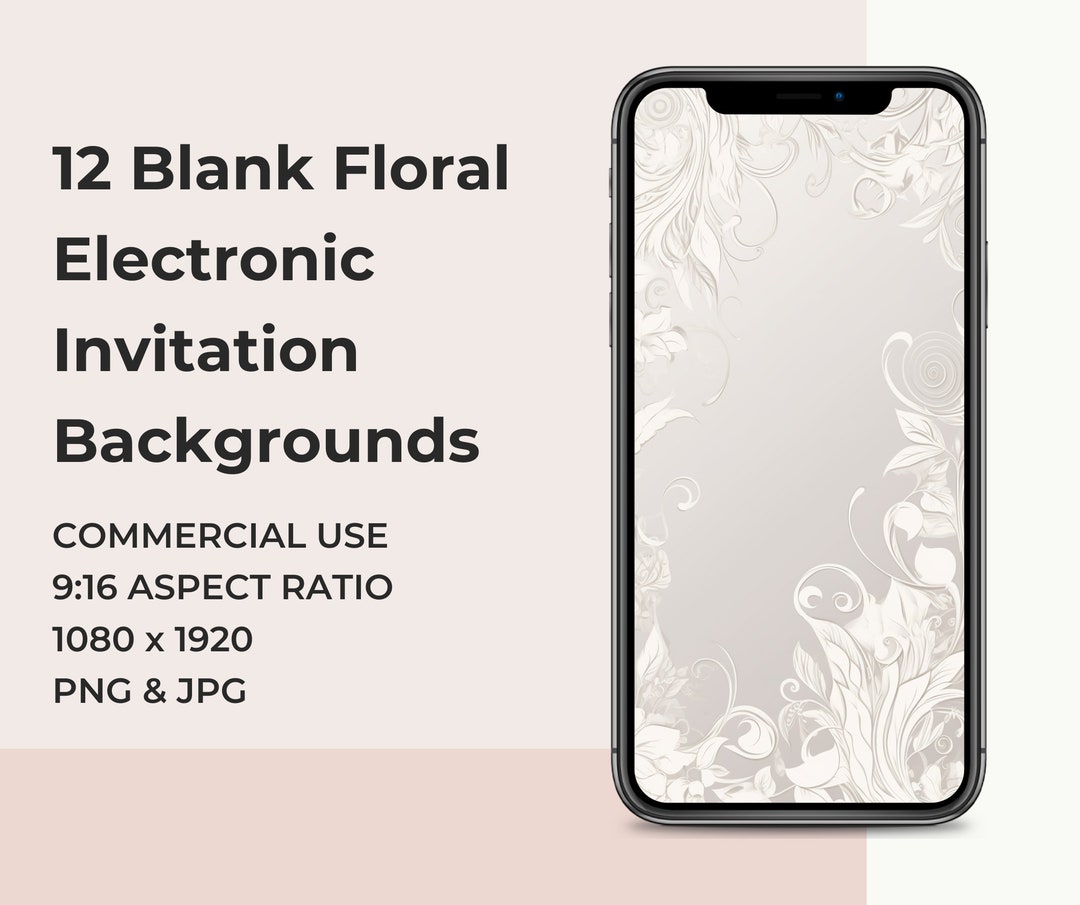 12 Floral Electronic Invitation Backgrounds, Mobile Invite, Digital ...