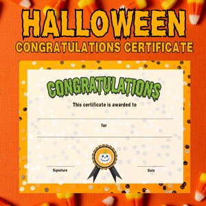 Printable Halloween Certificate Award, Winner of Games, Classroom ...