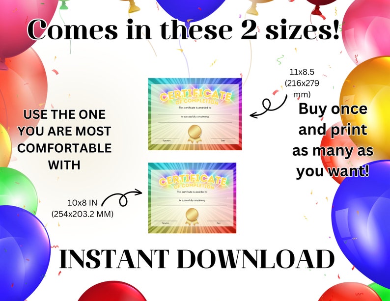 Rainbow Certificate of Completion, Certificate of Performance ...