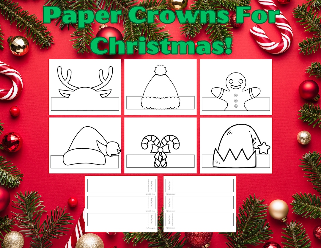 Christmas Paper Crowns Coloring Activity Printable Kids Craft Hats ...