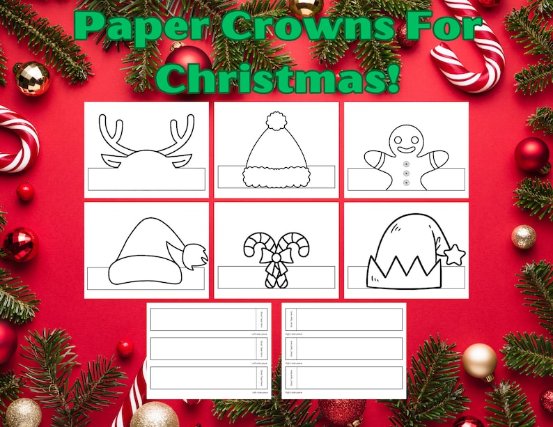 Christmas Paper Crowns Coloring Activity Printable Kids Craft Hats ...