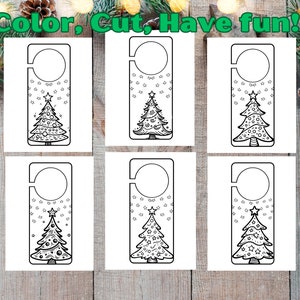Christmas Printable Coloring Door Hanger Craft, Printable Holiday ...