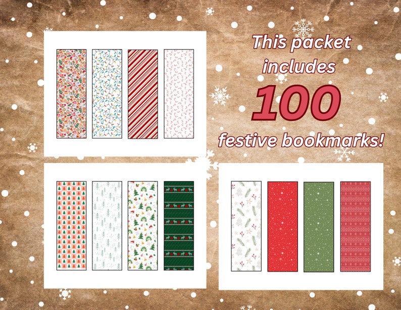 Christmas Printables, Bookmark BUNDLE, Christmas Gift, Scrapbook Paper ...