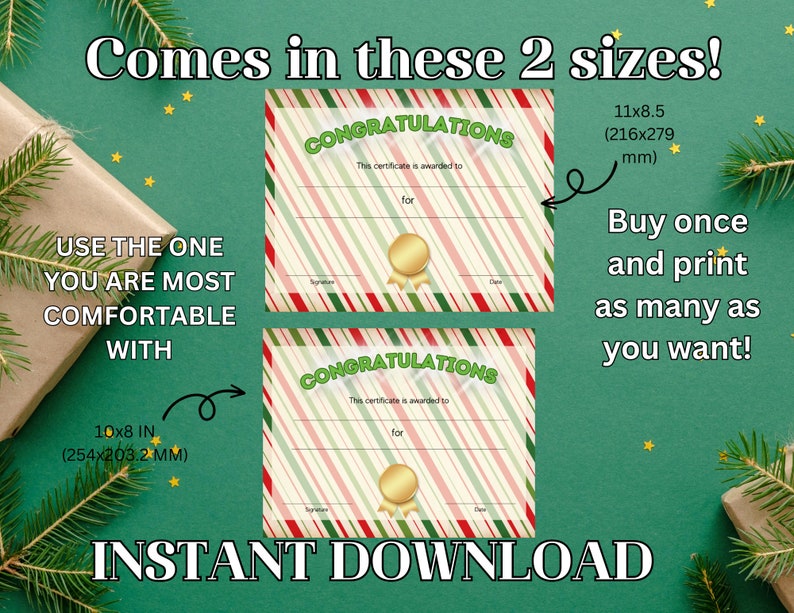 Christmas Certificate, Printable Holiday Certificate, Editable ...
