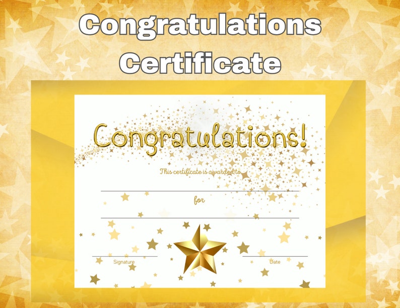 Editable Printable Award, Gold Star Certificate for Kids, Teacher ...