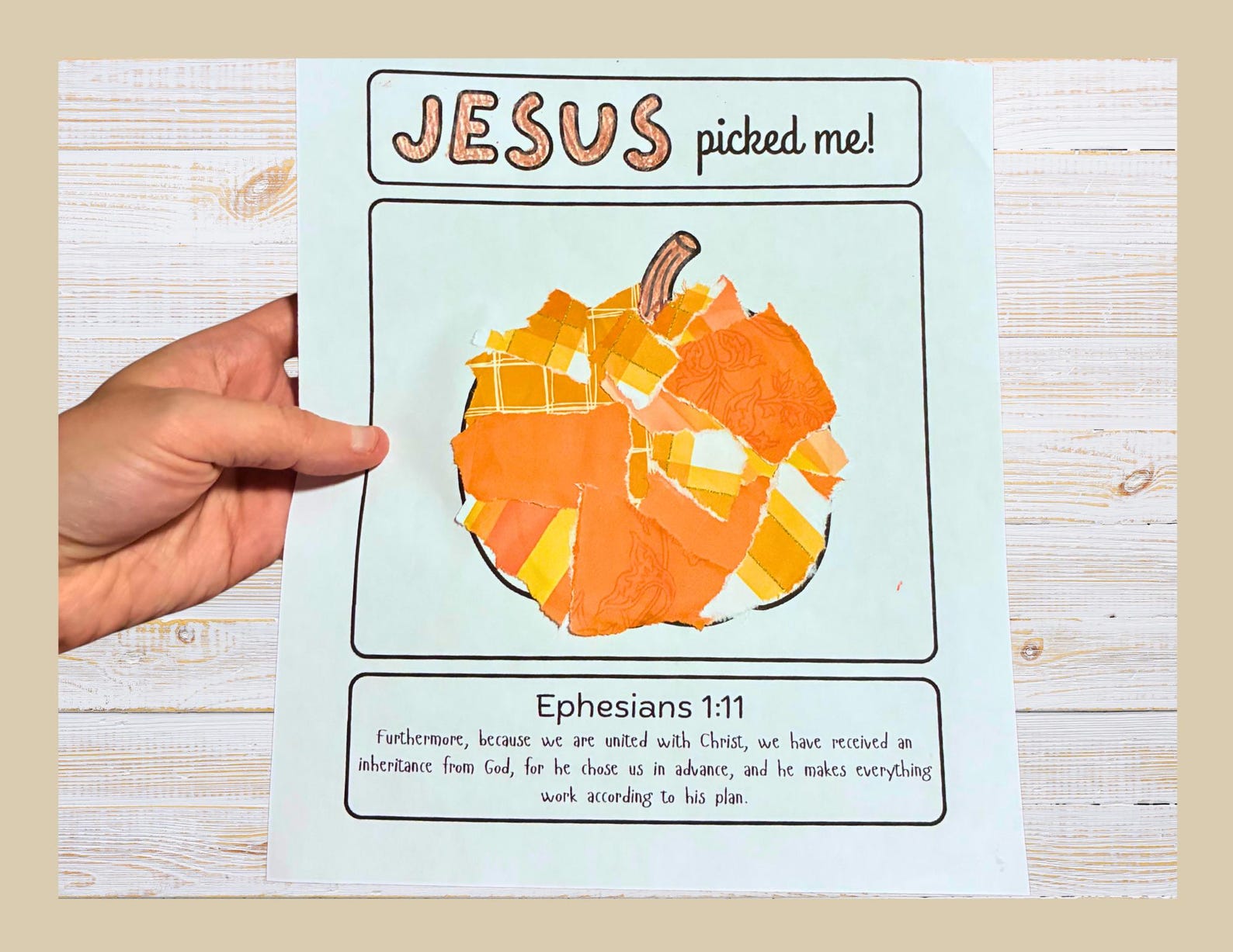 God Picked Me, Shredded Pumpkin Craft, Christian Coloring Activity ...