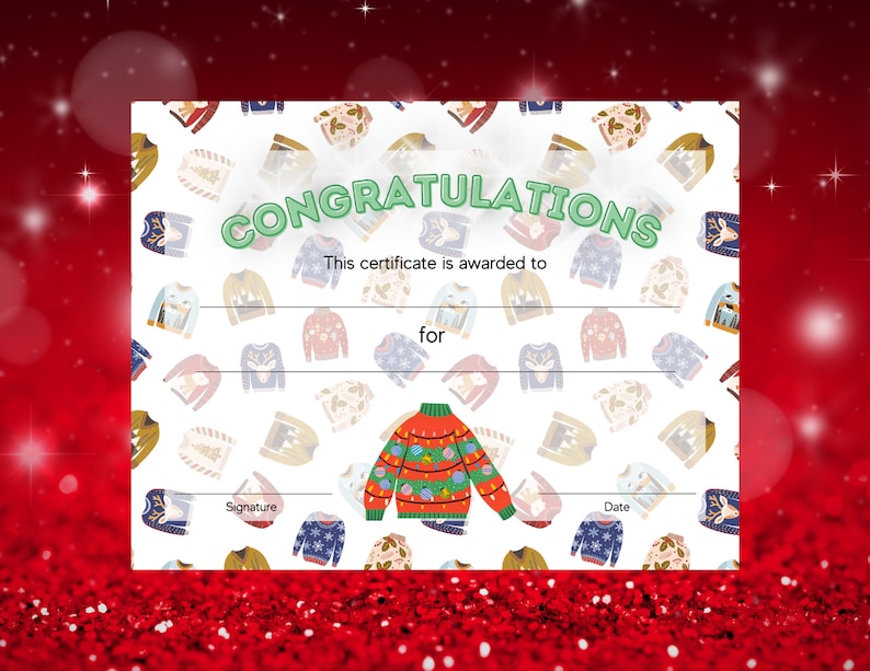 Printable Christmas Certificate, Holiday Certificate, Printable ...