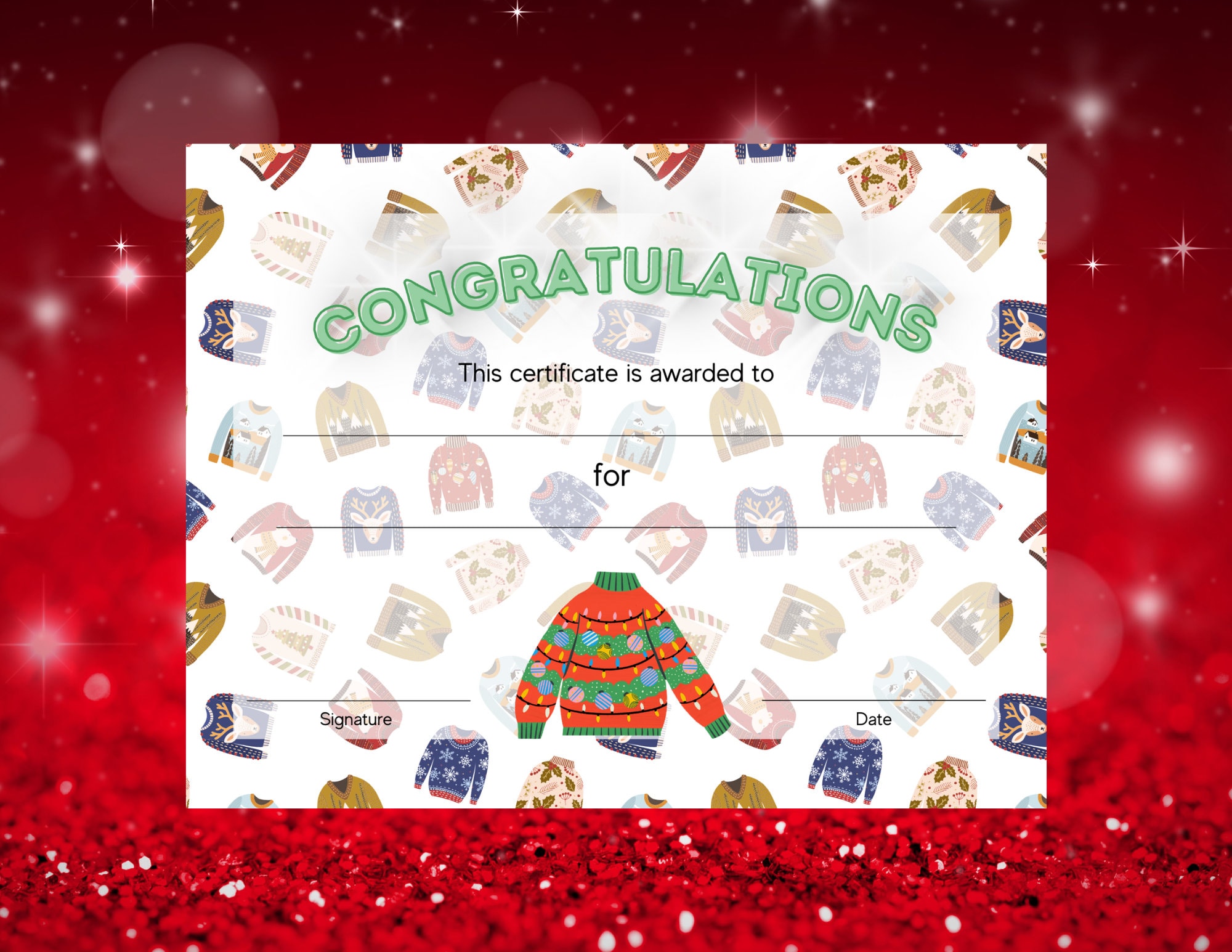 Printable Christmas Certificate, Holiday Certificate, Printable ...