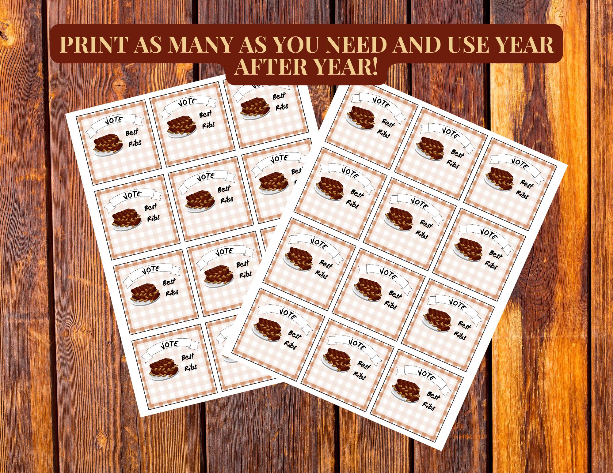 Editable Best Ribs Cook-off Voting Cards, Winner of Games, Customize ...