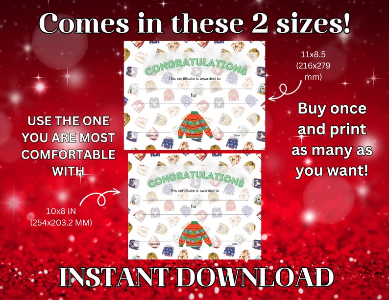 Printable Christmas Certificate, Holiday Certificate, Printable ...