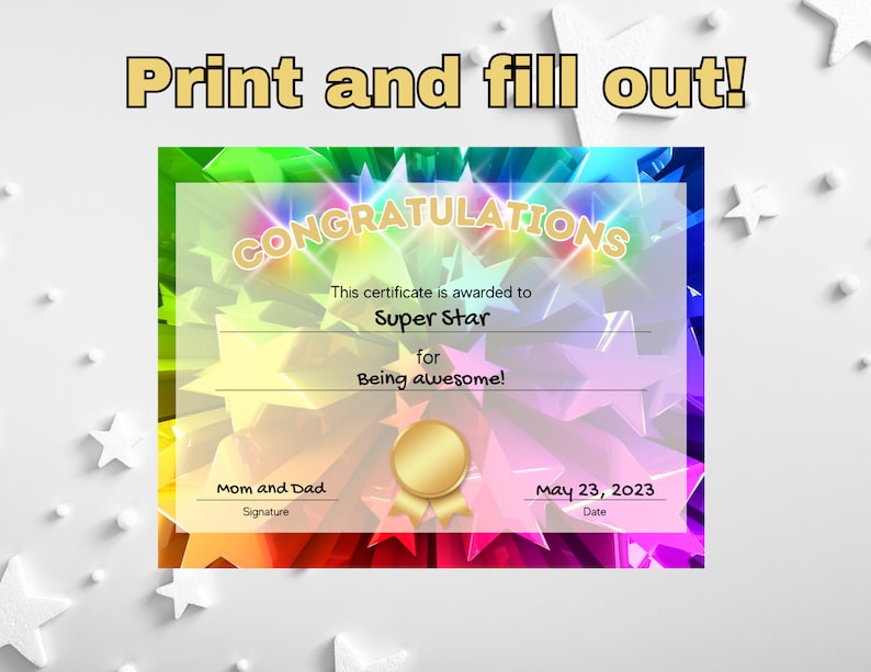 Printable Certificate of Excellence, of Performance, Certificate of ...