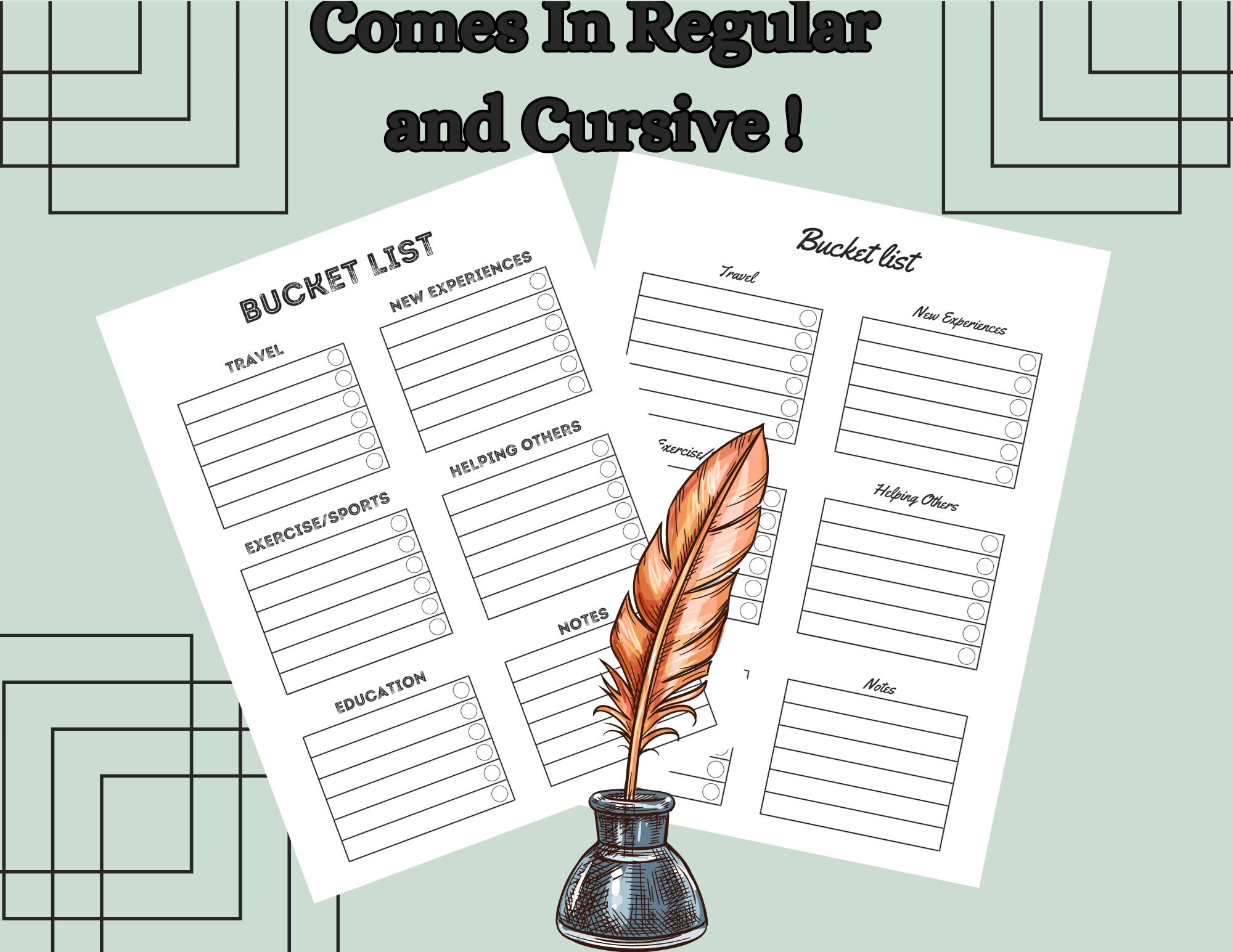 Editable Printable and Digital Bucket Checklists, Minimalist, Logs ...