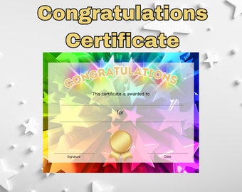 Rainbow Certificate of Excellence, Certificate of Performance ...