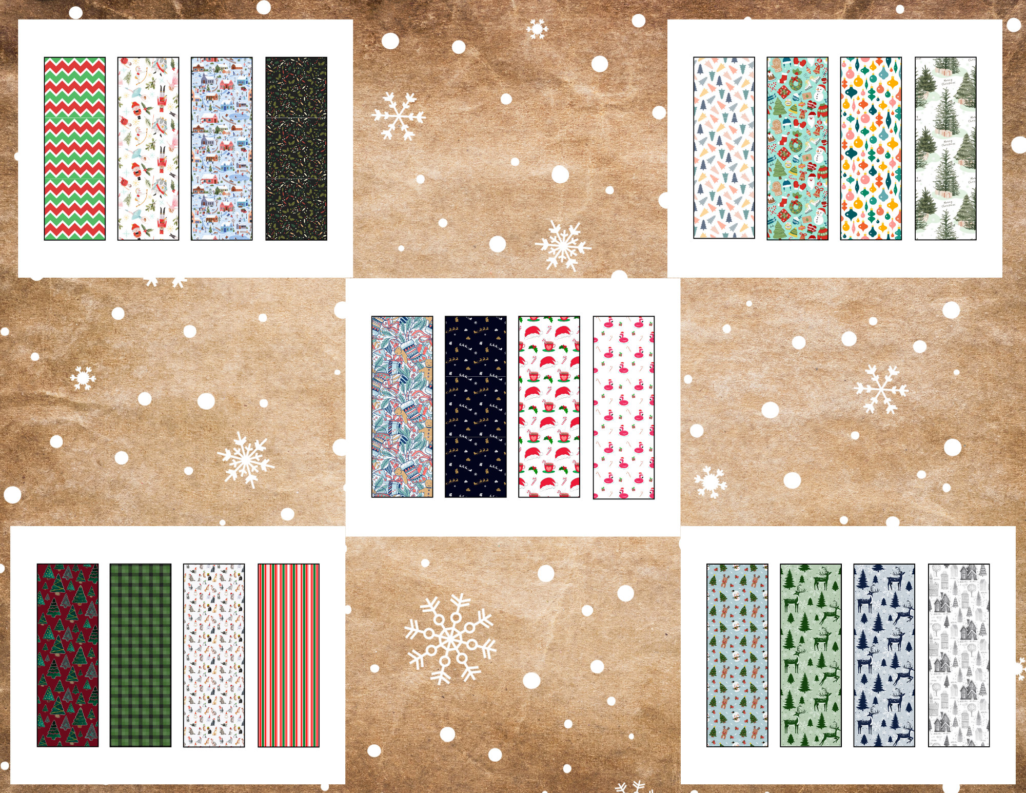 Christmas Printables, Bookmark BUNDLE, Christmas Gift, Scrapbook Paper ...