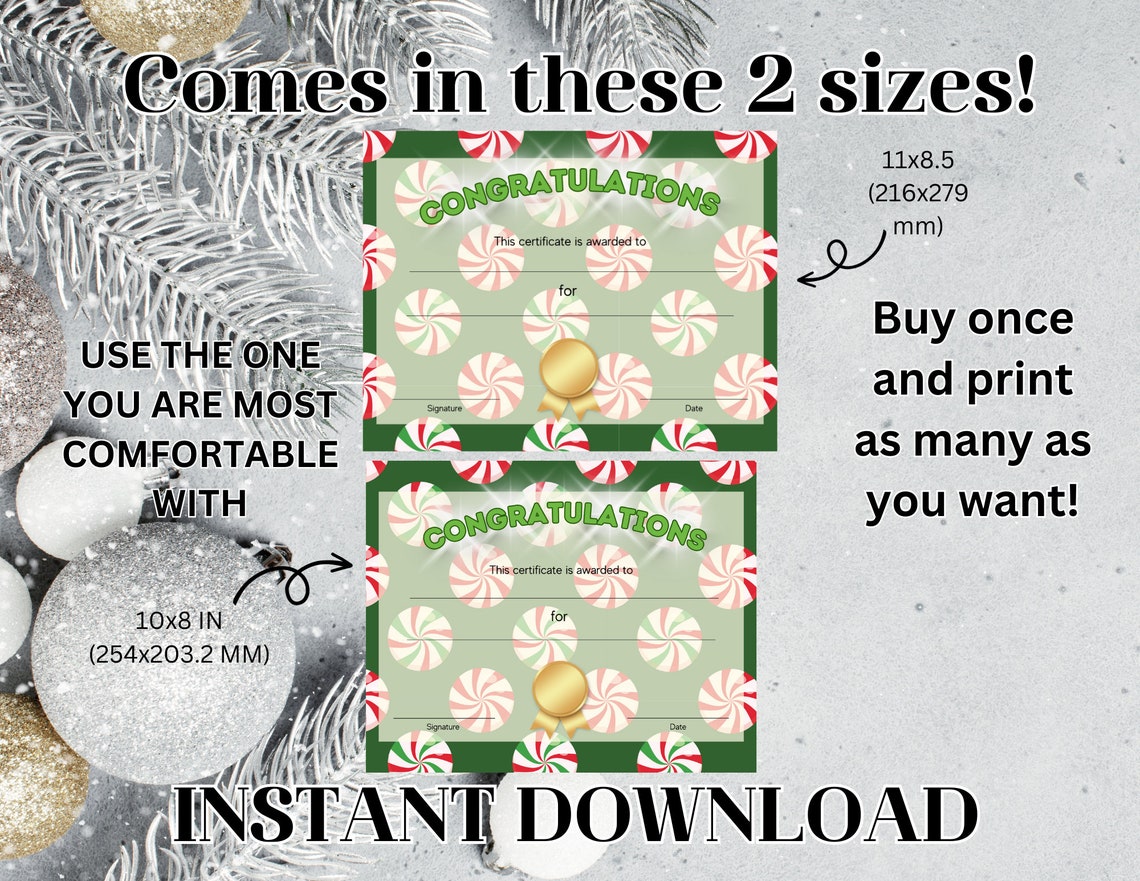Christmas Certificate, Printable Holiday Certificate, Editable ...