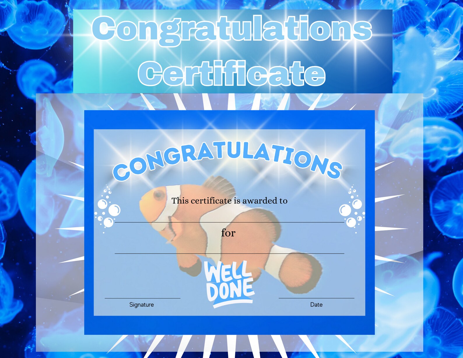 Printable Award, Finding Fish Certificate Template, Children's ...