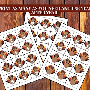 Count to 100 Numbers Flashcards, Turkey Learning Numbers, Autumn ...