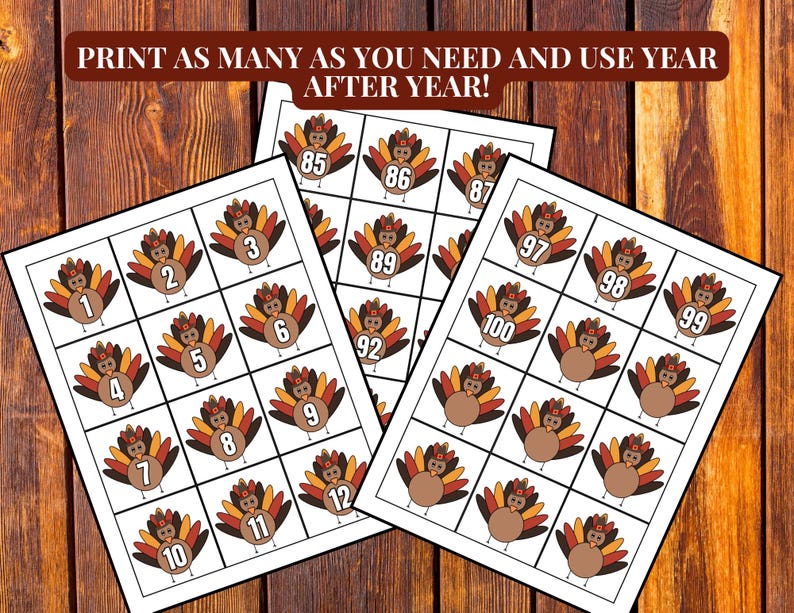 Count to 100 Numbers Flashcards, Turkey Learning Numbers, Autumn ...