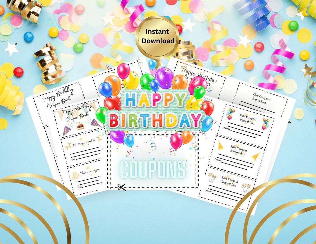 Printable Birthday Card DIY Coupon Print, Editable, Download, Customize ...