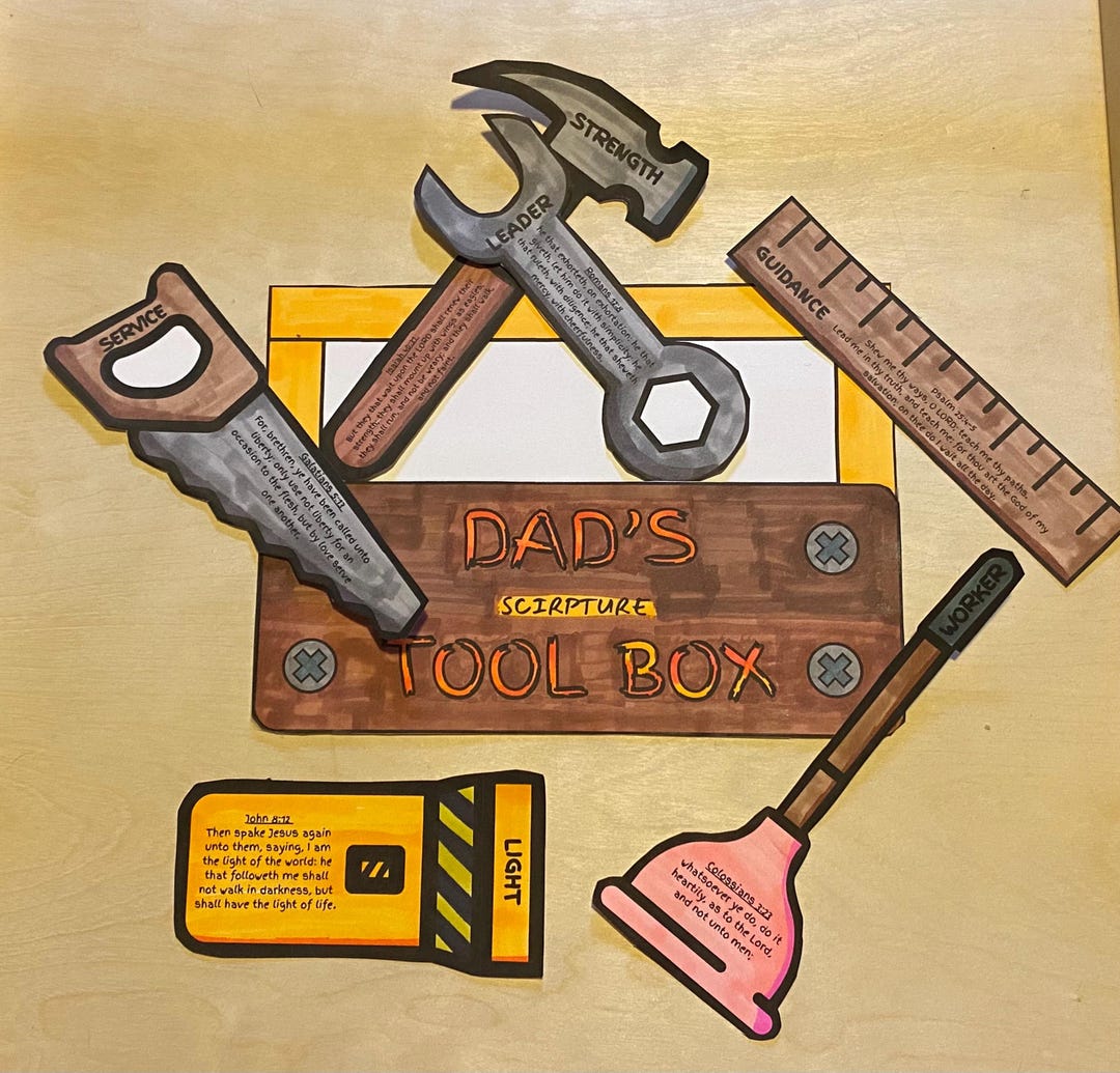 Toolbox for Dad Fathers Day KJV Bible Craft, Childrens Church Kids ...