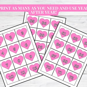 Count to 100 Numbers Flashcards, Valentines Day Learning Numbers, DIY ...