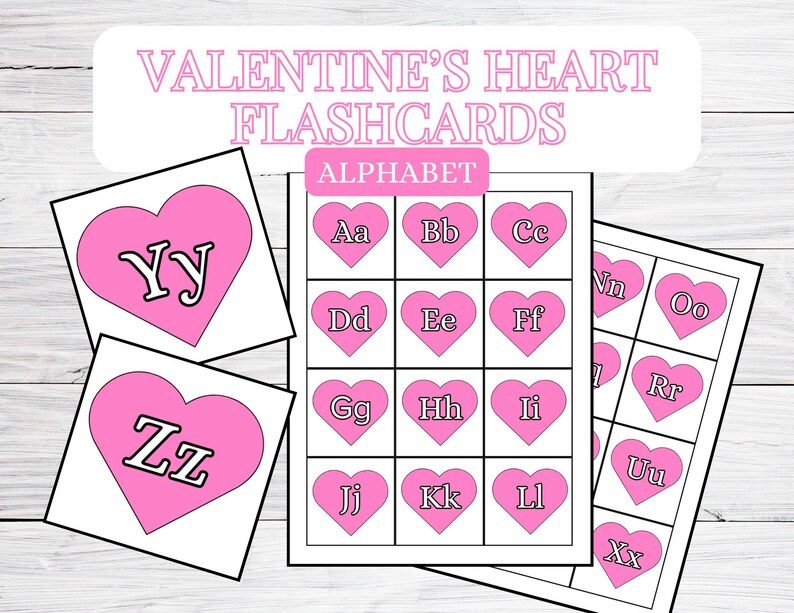 Alphabet Flashcards, Abcs Valentines Day Learning Craft, DIY Printable ...