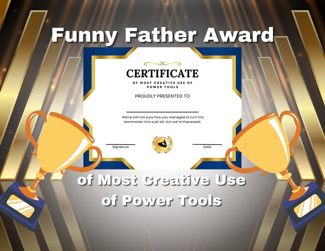 Printable Funny Fathers Day Power Tool Father Award Dad Joke - Etsy UK