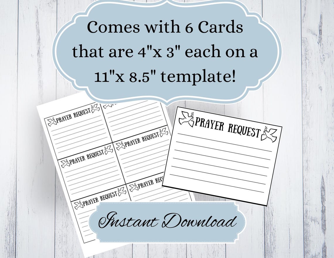 Christian Prayer Request Card Printable, Prayer Card Template, Business ...