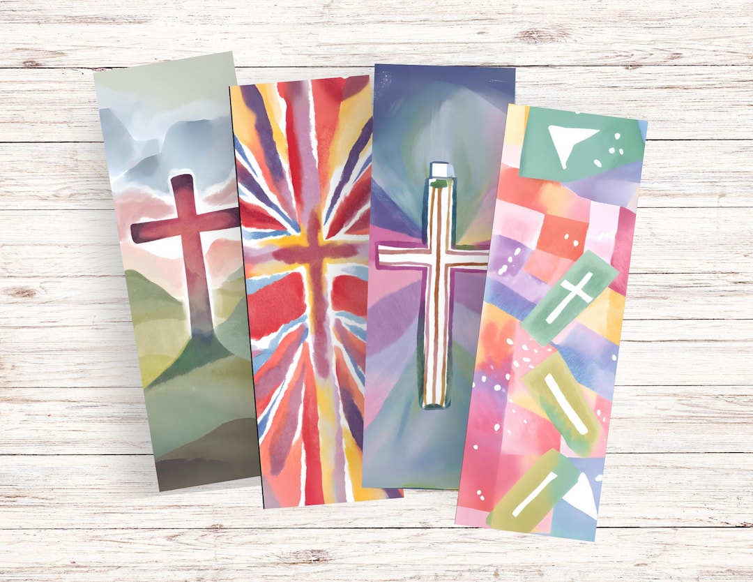 Bible Bookmarks Printable, 4 Watercolor Bookmarks, Christian Cross ...