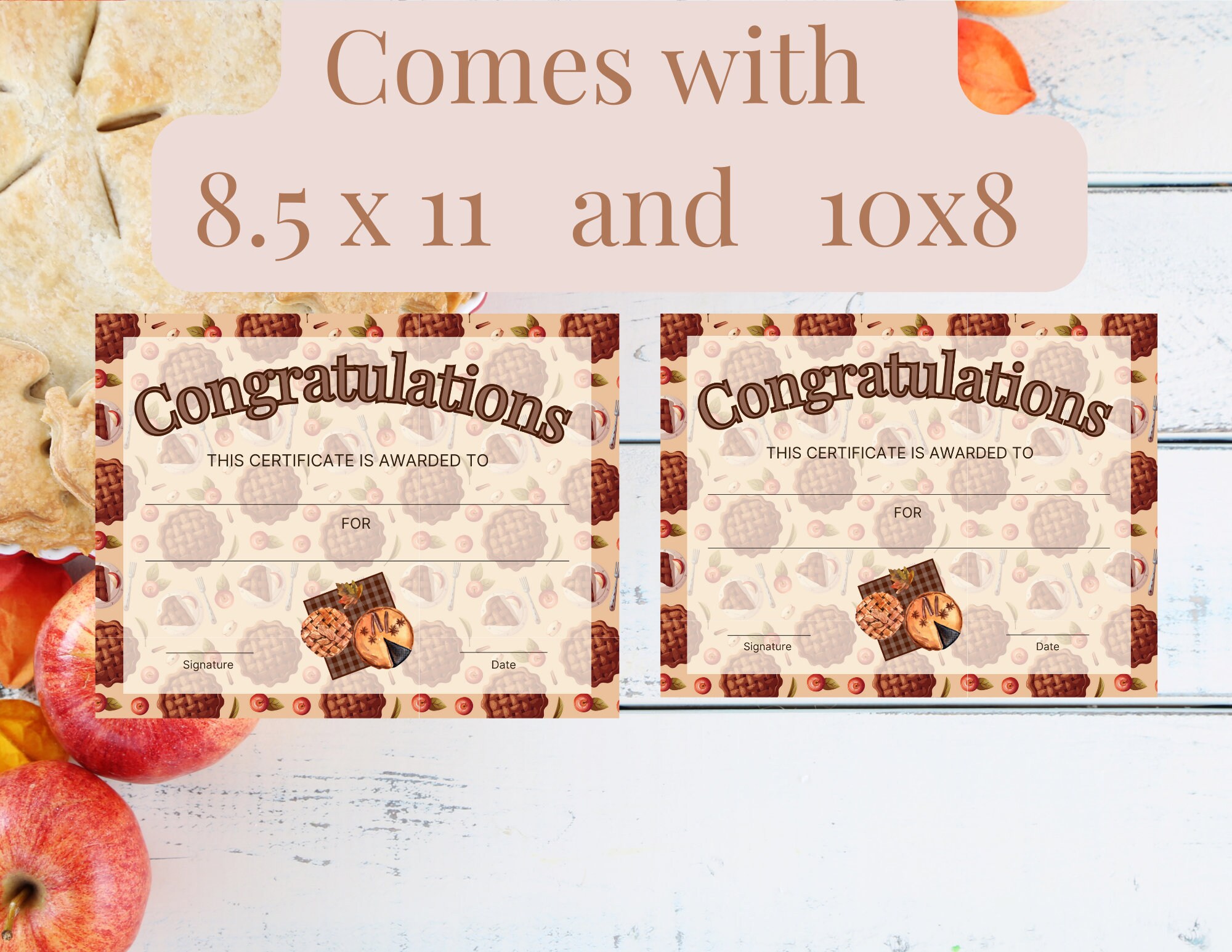 Award Certificate Printable Best Pie, Congratulations Template, Winner ...