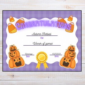 Editable & Blank Award Certificate Printable Fall Festival ...